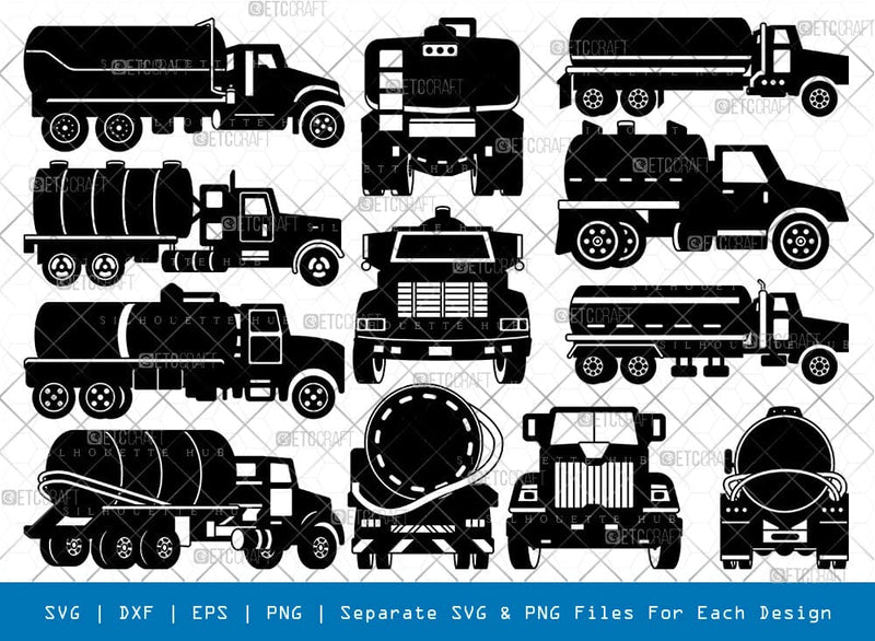 Septic Truck Silhouette, Septic Truck SVG, Truck Svg, Septic Pumper ...