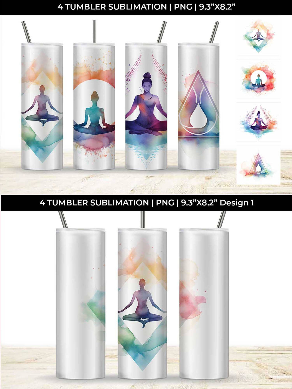 Serenity Flow - Yoga Symbol Tumbler Wrap Bundle - So Fontsy
