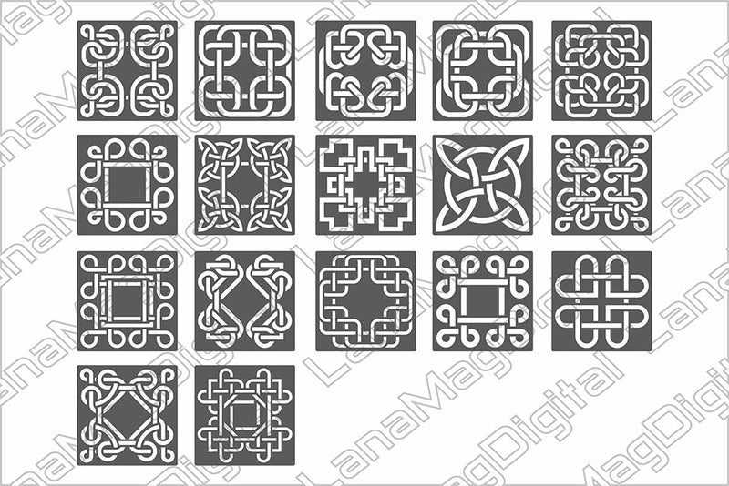 Set of 17 Celtic knot square coasters svg, Irish decor svg, Laser cut ...