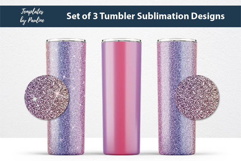 Set of 3 Fall Hot Pink Glitter Seamless Sublimation Wraps, 20 oz Skinny ...