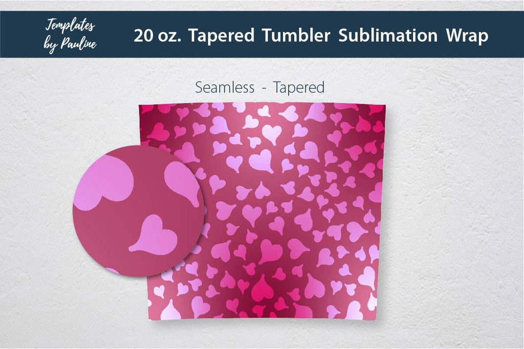 Set of 3 Pink Heart Sublimation Tumbler Wraps - So Fontsy
