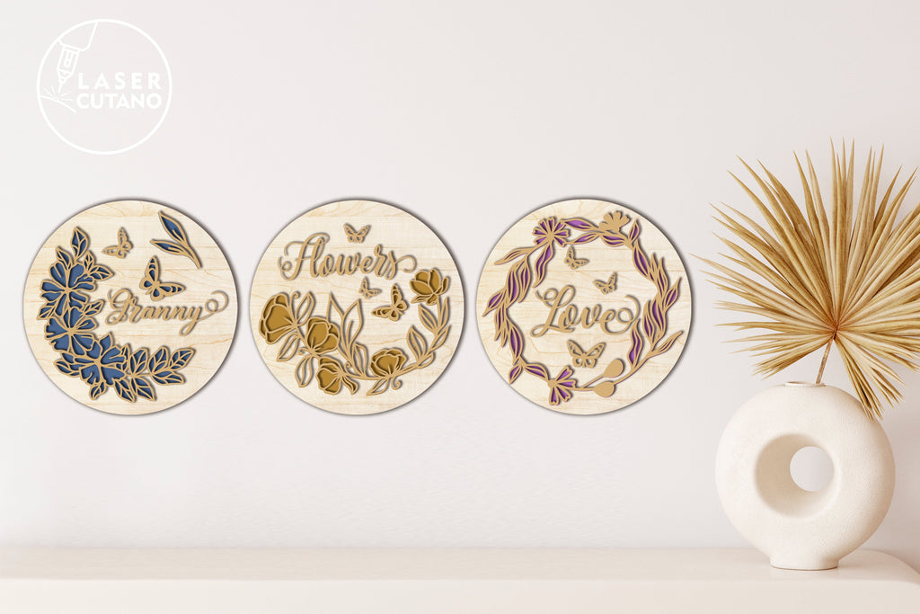 Set of Signs Multilayer Laser Cut Files, Mandala, Round Sign SVG, 3D ...