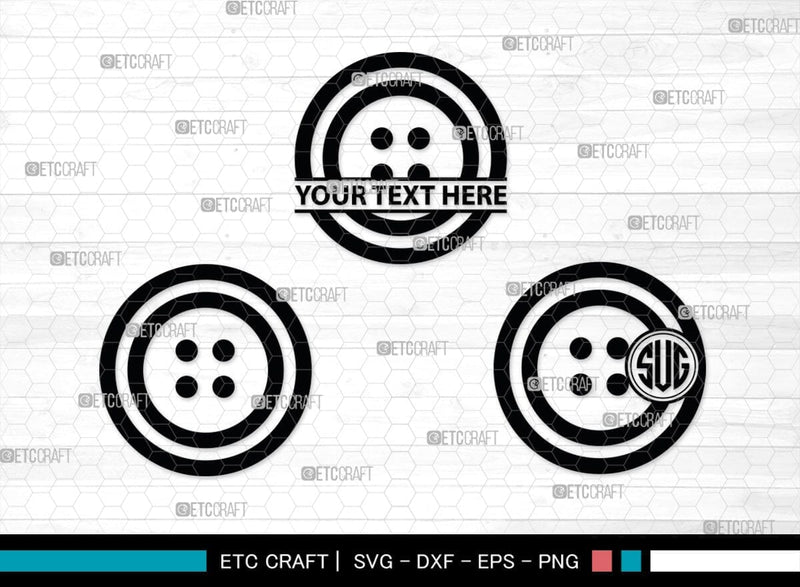 Sewing Button Monogram, Sewing Button Silhouette, Sewing Button Svg ...