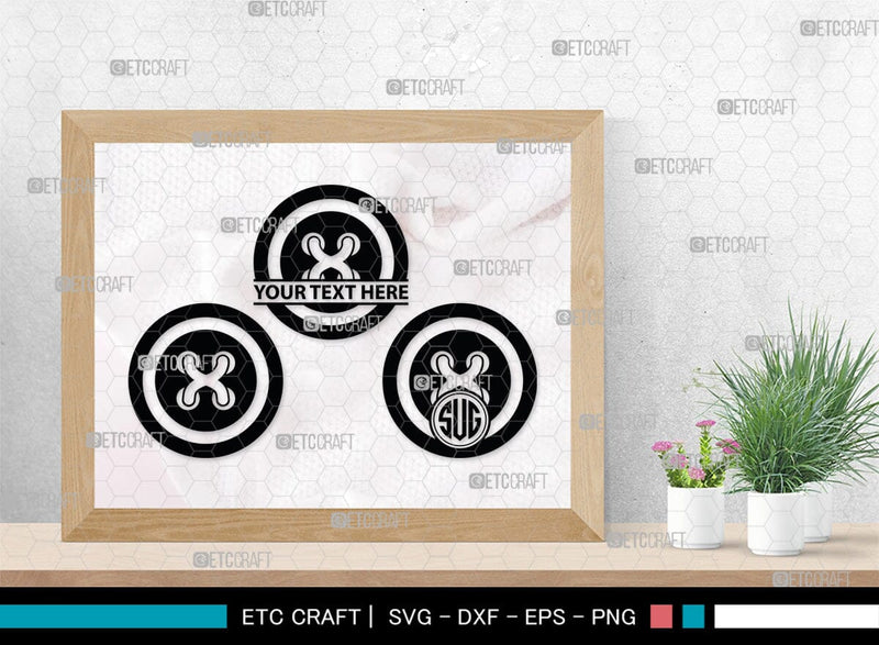 Sewing Button Monogram, Sewing Button Silhouette, Sewing Button Svg ...