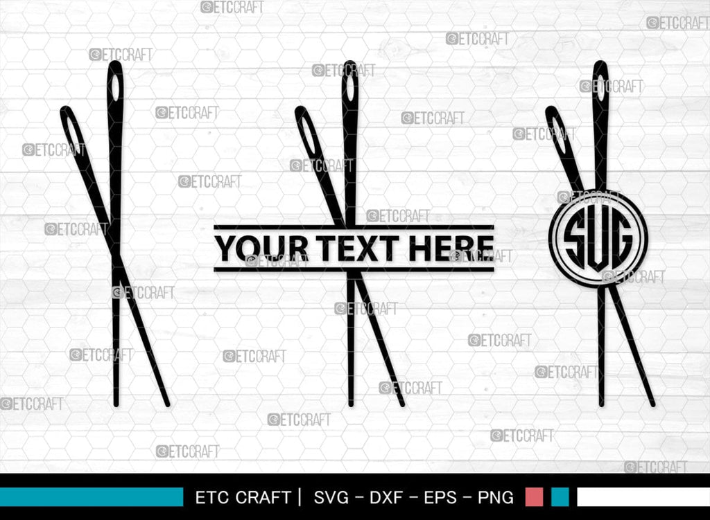 Sewing Needle Monogram, Sewing Needle Silhouette, Sewing Needle SVG ...