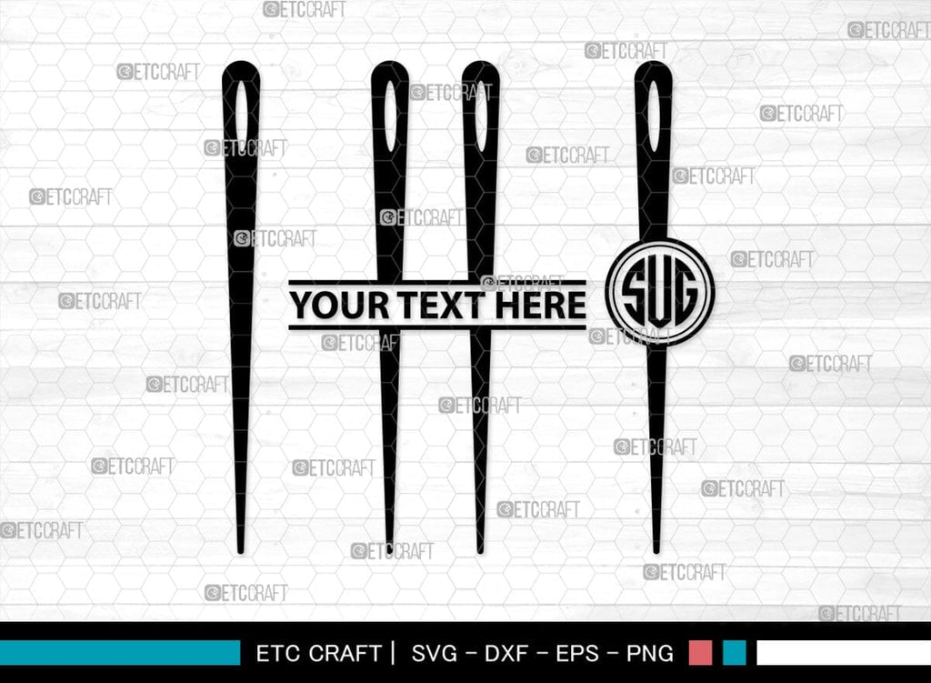 Sewing Needle Monogram, Sewing Needle Silhouette, Sewing Needle SVG ...
