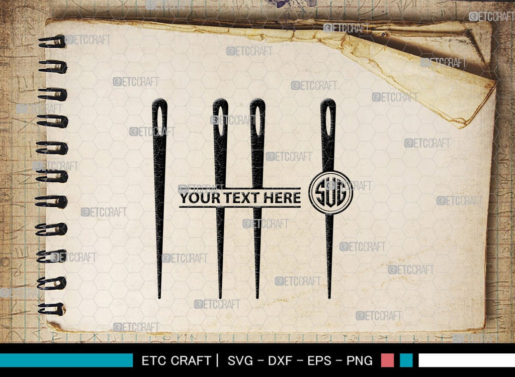 Sewing Needle Monogram, Sewing Needle Silhouette, Sewing Needle SVG ...