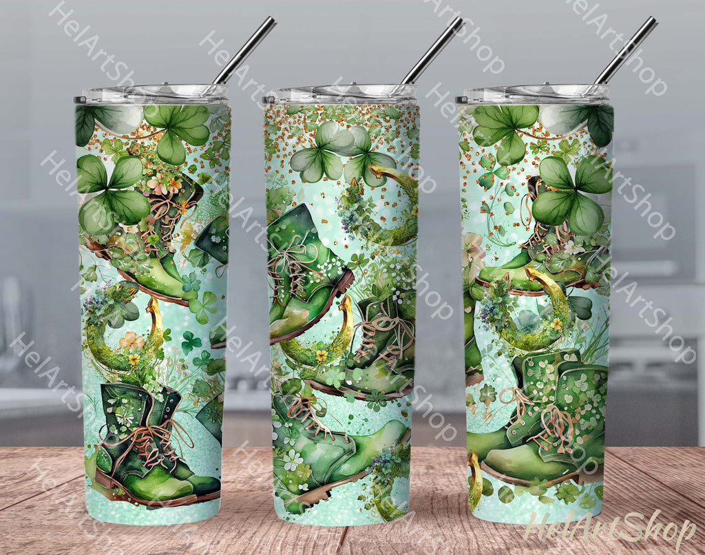 Shamrock Boots Tumbler Png, Sublimation Png - So Fontsy