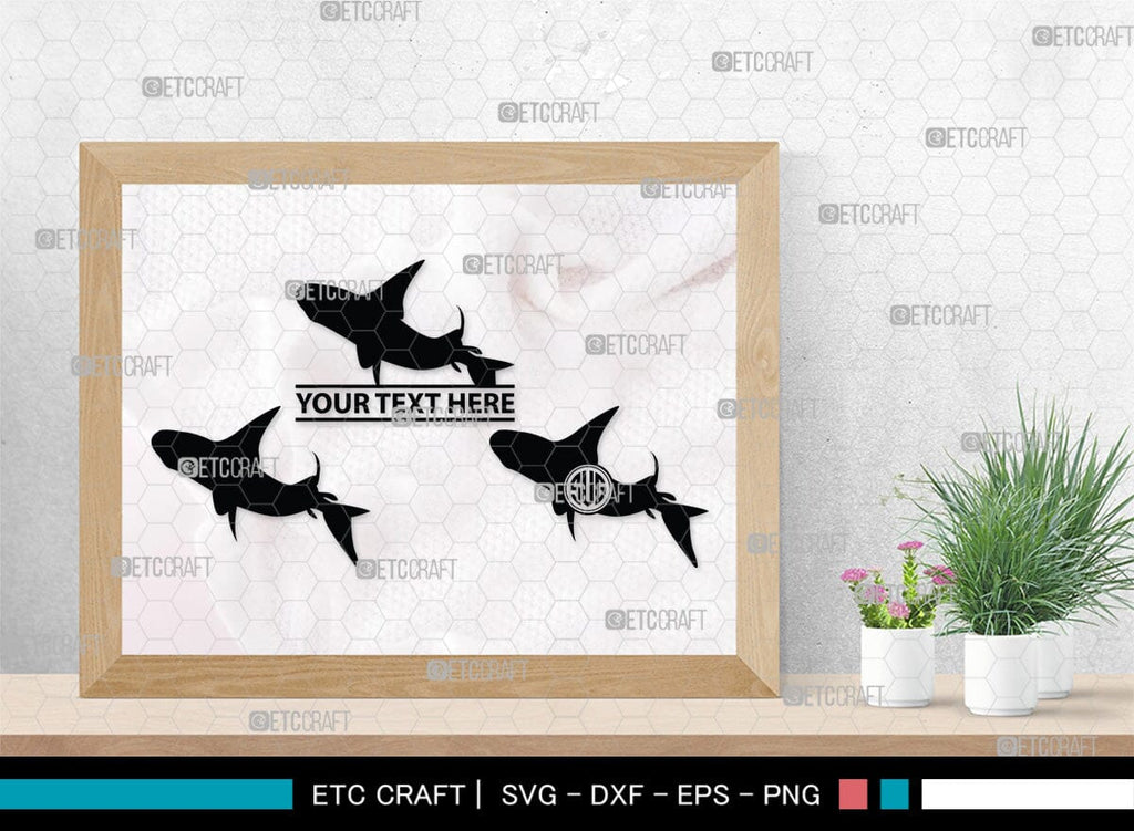 Shark Fish Monogram, Shark Fish Silhouette, Shark Fish SVG, Shark Fish ...