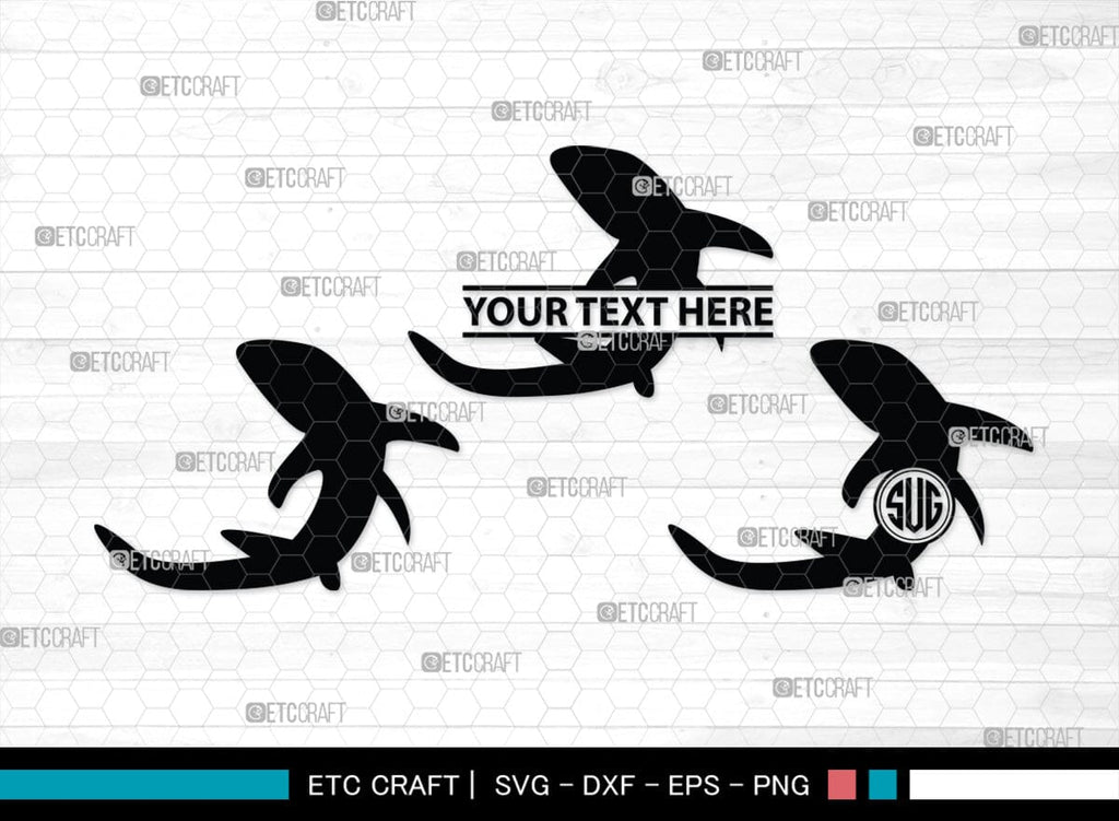 Shark Fish Monogram, Shark Fish Silhouette, Shark Fish SVG, Shark Fish ...