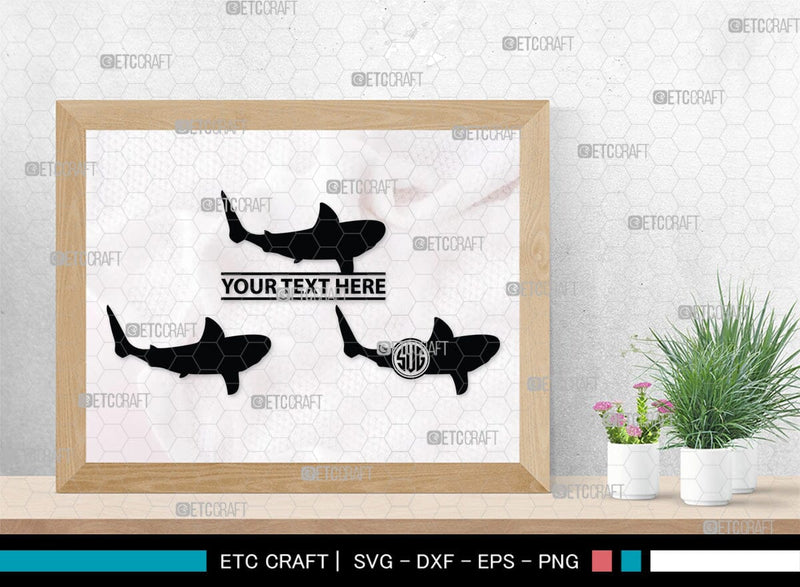 Shark Fish Monogram, Shark Fish Silhouette, Shark Fish SVG, Shark Fish ...