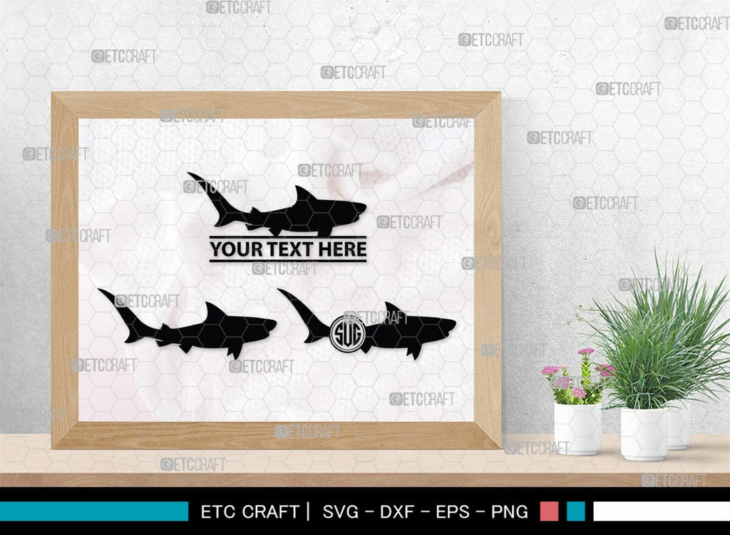 Shark Fish Monogram, Shark Fish Silhouette, Shark Fish SVG, Shark Fish ...