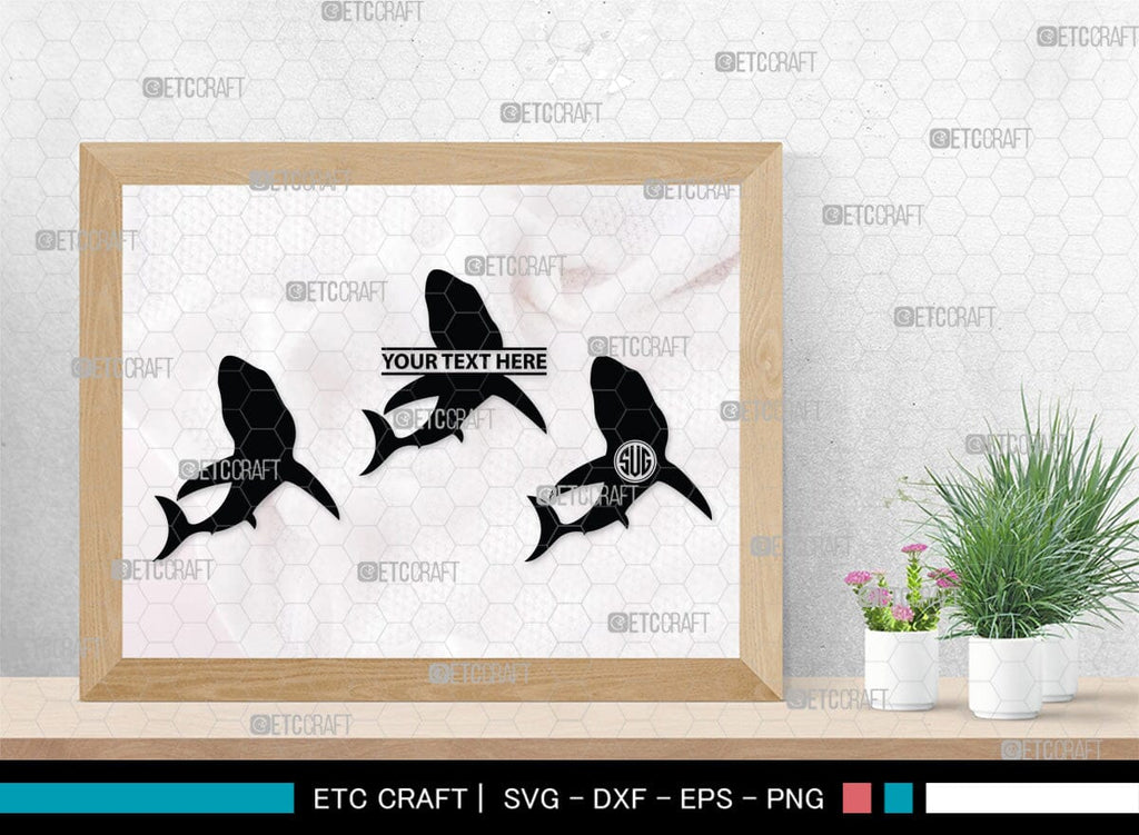 Shark Fish Monogram, Shark Fish Silhouette, Shark Fish SVG, Shark Fish ...