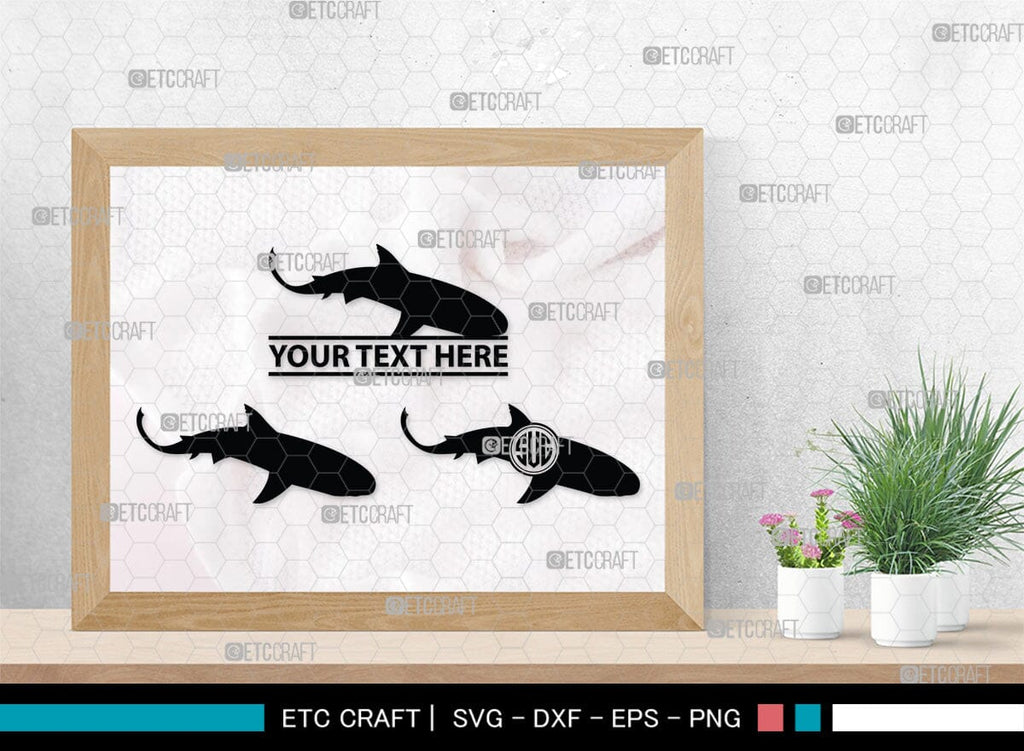 Shark Fish Monogram, Shark Fish Silhouette, Shark Fish SVG, Shark Fish ...