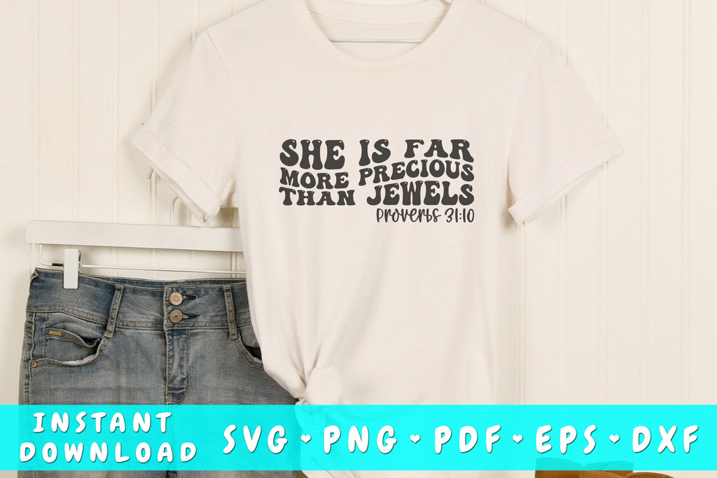 She is Far More Precious Than Jewels wavy SVG, Bible verse quote SVG ...