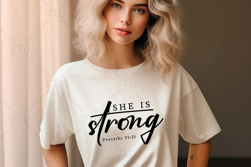 She is Strong Svg Png Files, Scripture Svg, Proverbs 31 25, Bible Quote Svg, Bible Verse Svg ...