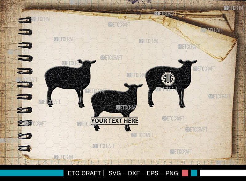 Sheep Monogram, Sheep Silhouette, Sheep SVG, Buck Sheep Svg, Cheviot ...
