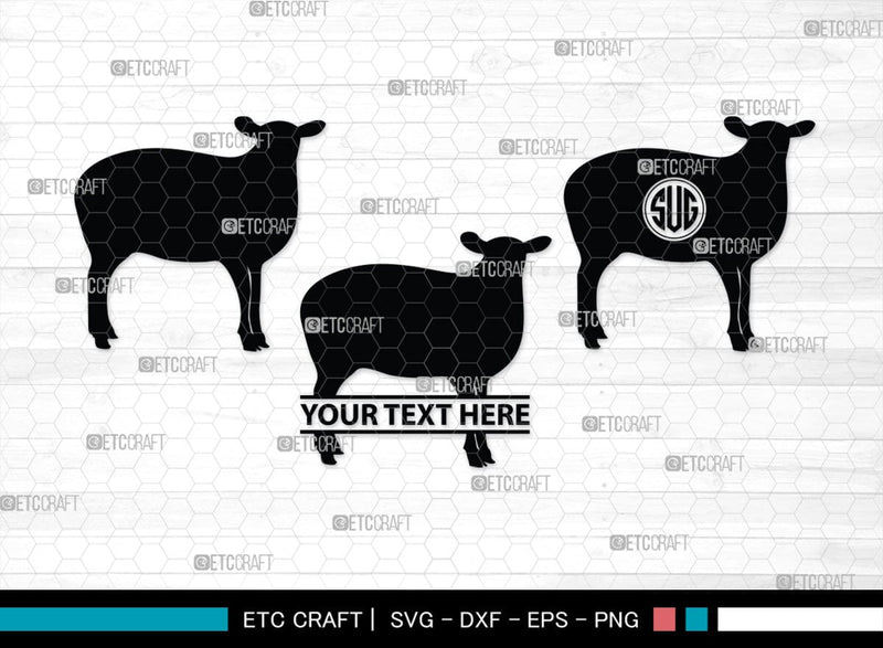 Sheep Monogram, Sheep Silhouette, Sheep SVG, Buck Sheep Svg, Cheviot ...