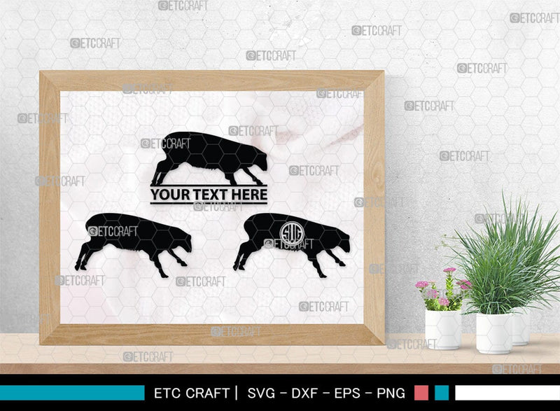 Sheep Monogram, Sheep Silhouette, Sheep SVG, Buck Sheep Svg, Cheviot ...