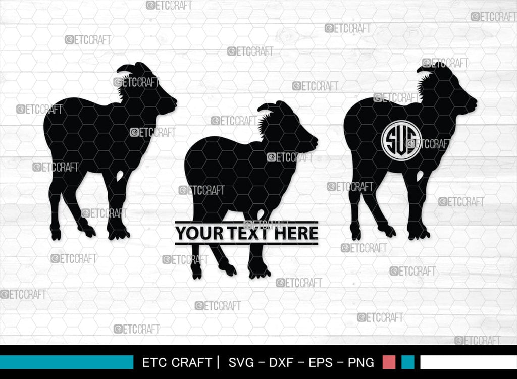 Sheep Monogram, Sheep Silhouette, Sheep SVG, Buck Sheep Svg, Cheviot ...
