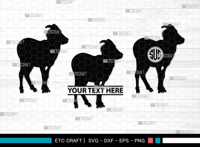 Sheep Monogram, Sheep Silhouette, Sheep SVG, Buck Sheep Svg, Cheviot ...