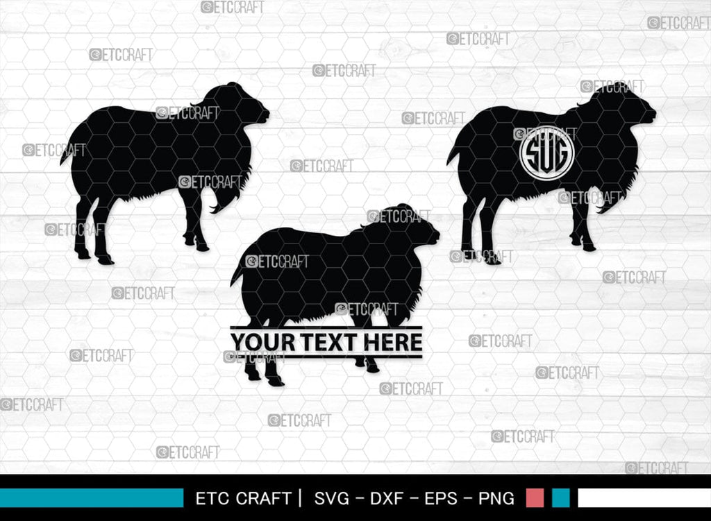 Sheep Monogram, Sheep Silhouette, Sheep SVG, Buck Sheep Svg, Cheviot ...