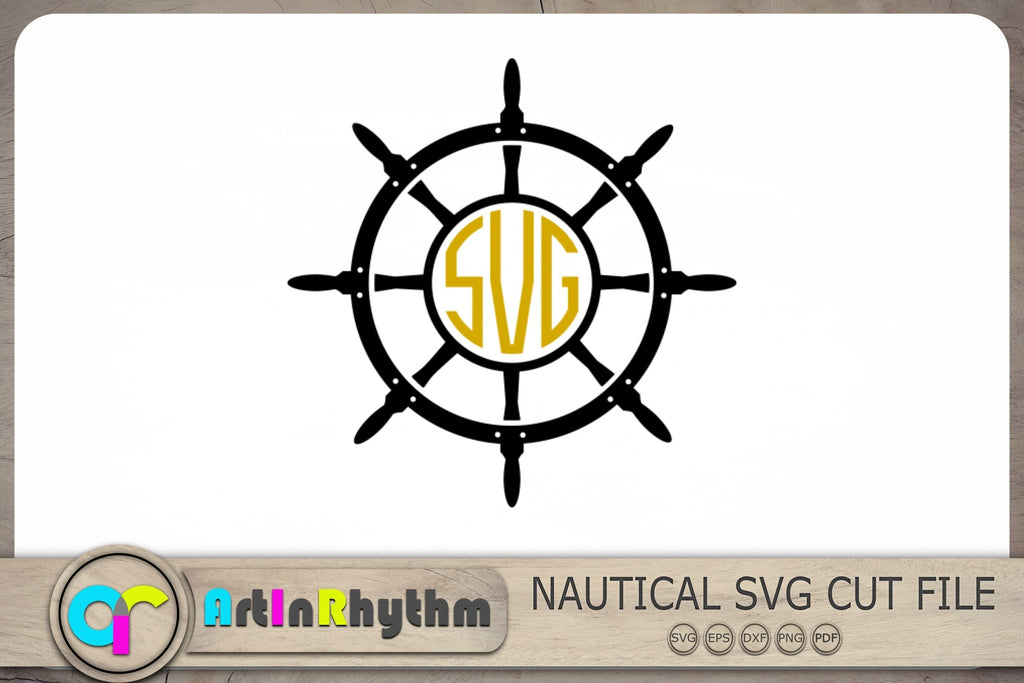 Ship Wheel Monogram Svg, Nautical Svg, Anchor Svg - So Fontsy