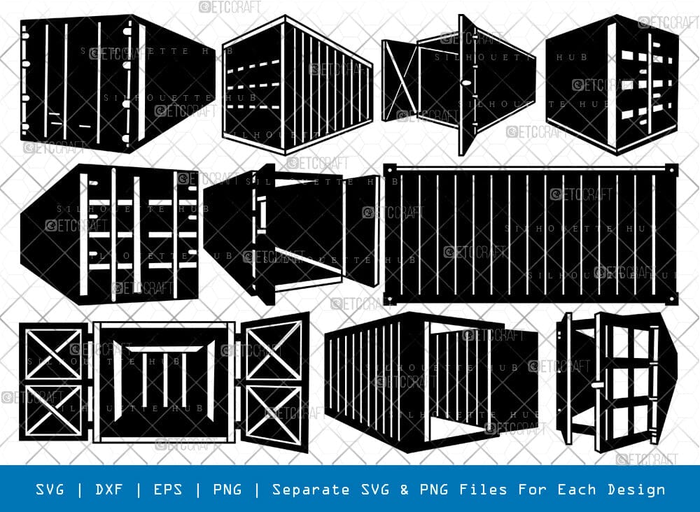 Shipping Container Silhouette, Shipping Container SVG, Container Svg ...