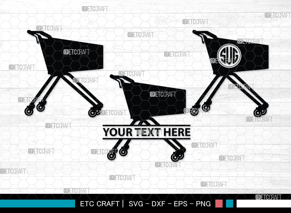 shopping cart Monogram, shopping cart Silhouette, Shopping Cart Svg ...