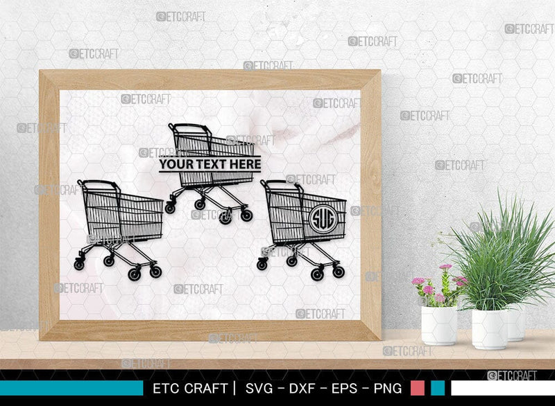 shopping cart Monogram, shopping cart Silhouette, Shopping Cart Svg ...
