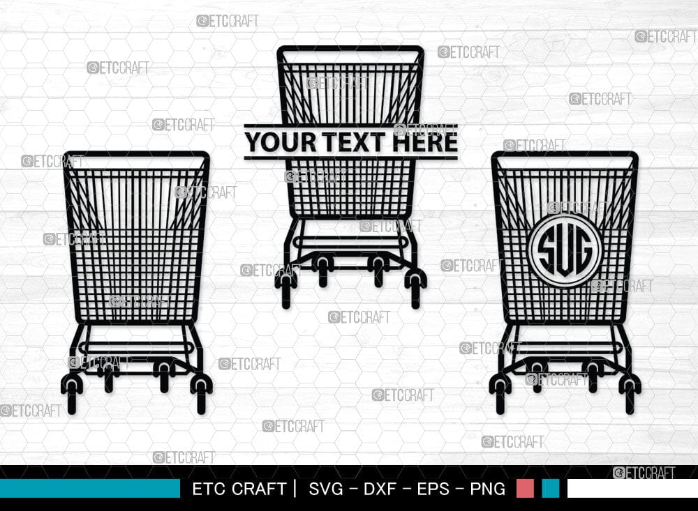 shopping cart Monogram, shopping cart Silhouette, Shopping Cart Svg ...
