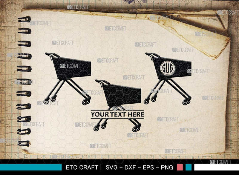 shopping cart Monogram, shopping cart Silhouette, Shopping Cart Svg ...