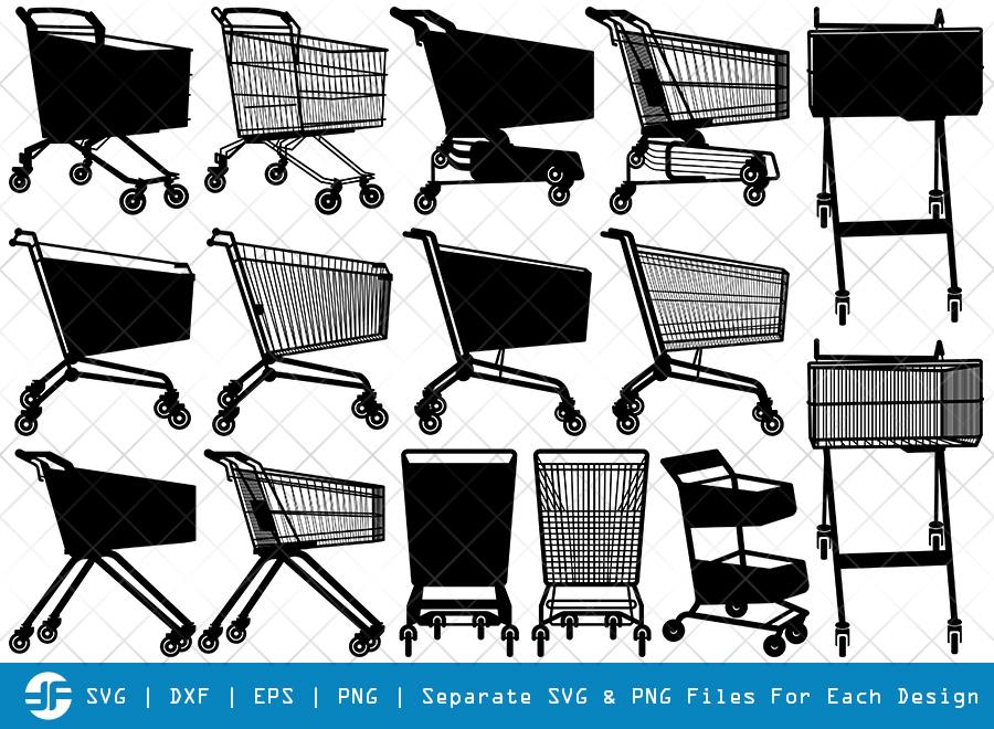 Shopping Cart SVG Cut Files | Shopping Cart Silhouette - So Fontsy