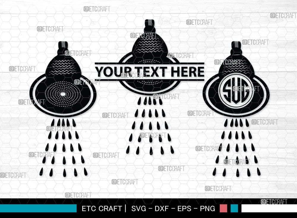 Shower Head Monogram, Shower Head Silhouette, Shower Head SVG Cut Files ...