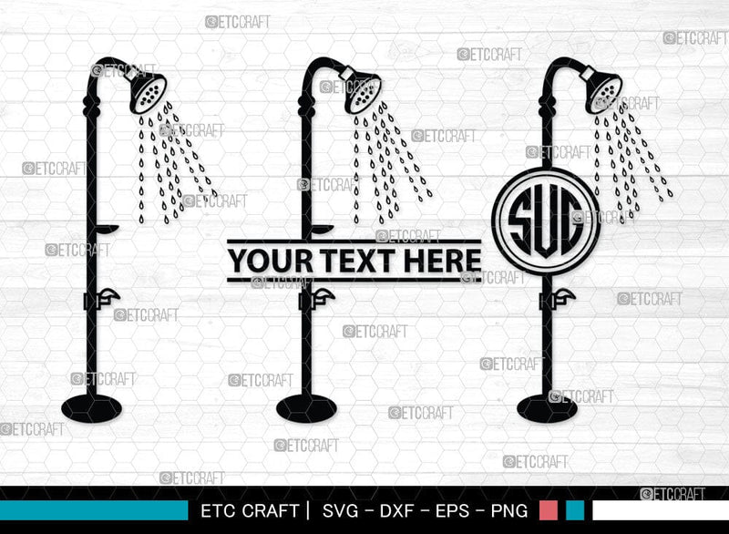 Shower Head Monogram, Shower Head Silhouette, Shower Head SVG Cut Files ...