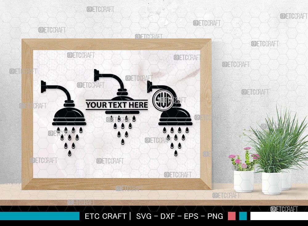 Shower Head Monogram, Shower Head Silhouette, Shower Head SVG Cut Files ...