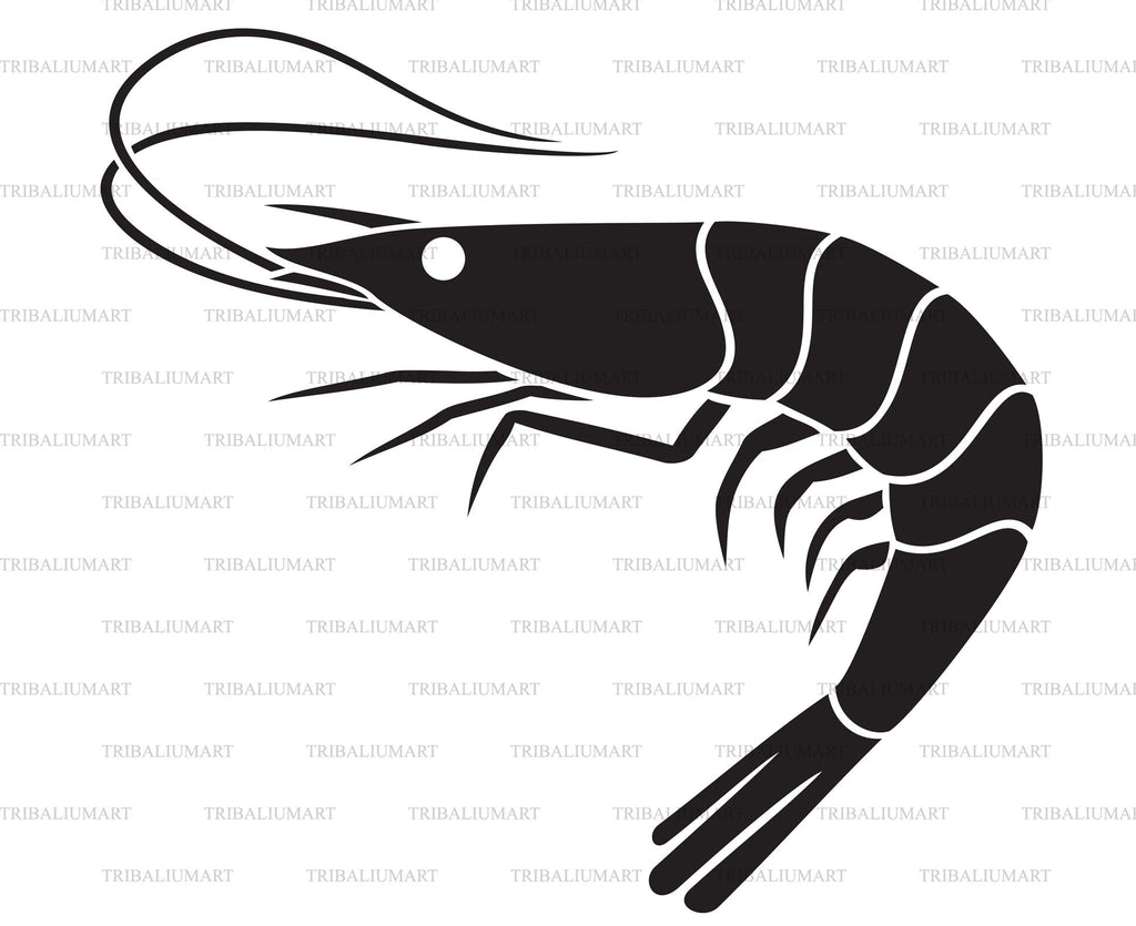 Shrimp. Cut files for Cricut. Clip Art silhouette (eps, svg, pdf, png ...