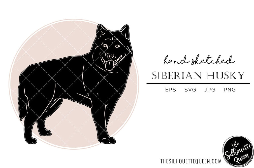 Siberian Husky Hand sketched, hand drawn vector clipart - So Fontsy