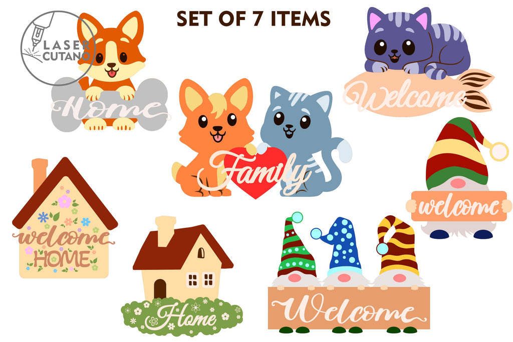 SIGN HOME Bundle Laser Cut Wood, Multilayer Laser Cut Files, Sign SVG ...