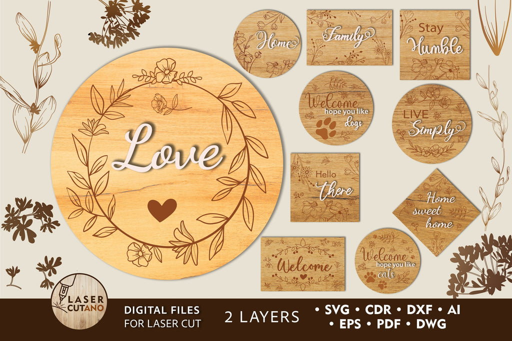 Sign SVG BUNDLE Layered Laser Cut Files, Mandala, Round Sign SVG, 3D ...