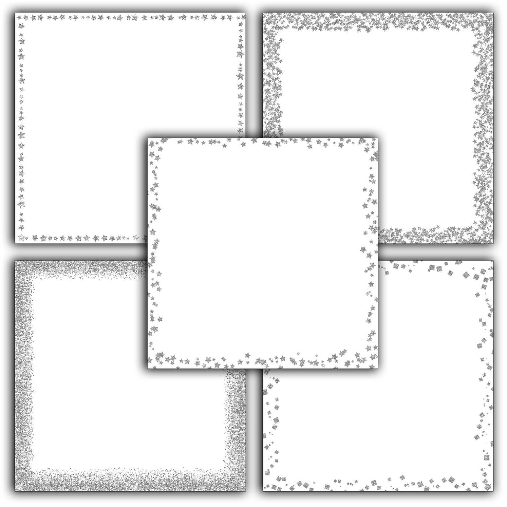 Silver Glitter Borders Digital Paper - So Fontsy