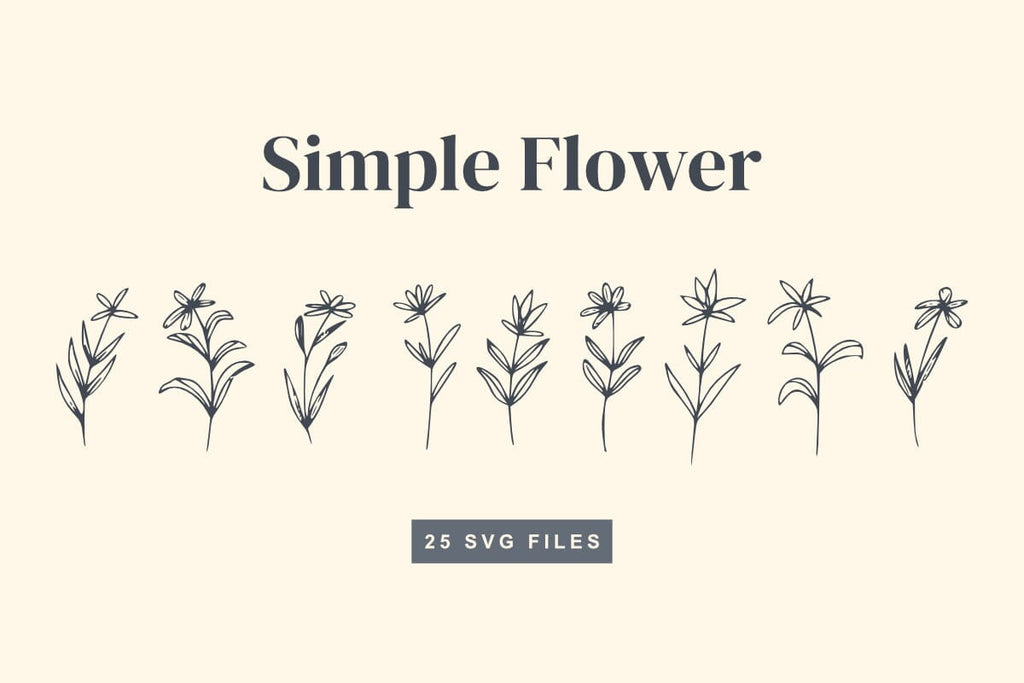 Simple Flower Line Art Bundle - So Fontsy