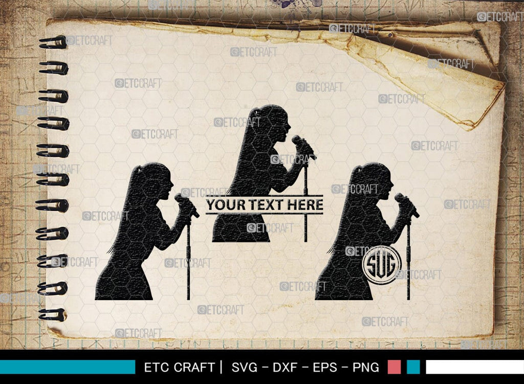Singer Monogram, Singer Silhouette, Singer SVG, Singing People Svg ...