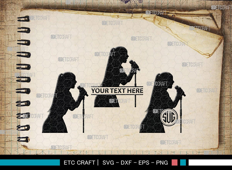 Singer Monogram, Singer Silhouette, Singer SVG, Singing People Svg ...