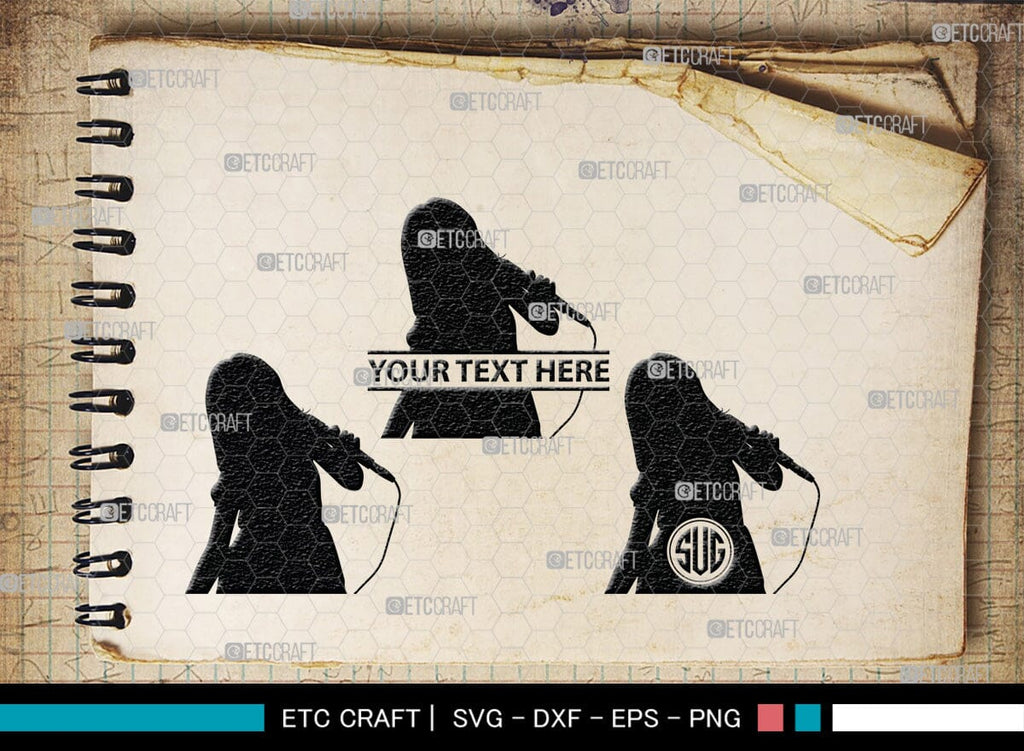 Singer Monogram, Singer Silhouette, Singer SVG, Singing People Svg ...