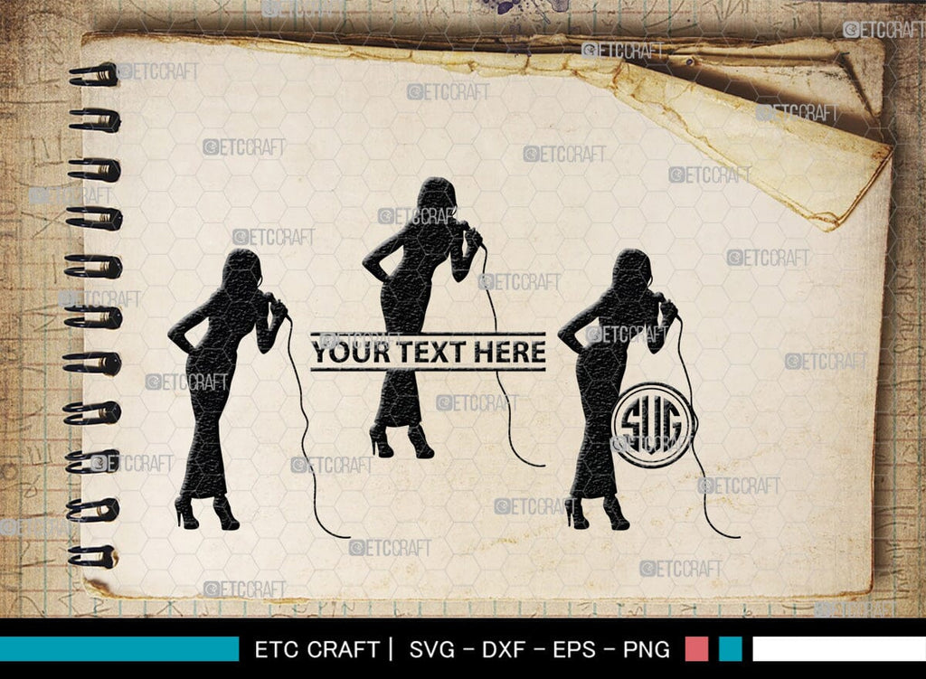 Singer Monogram, Singer Silhouette, Singer SVG, Singing People Svg ...