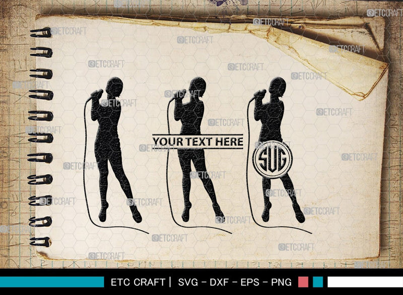 Singer Monogram, Singer Silhouette, Singer SVG, Singing People Svg ...