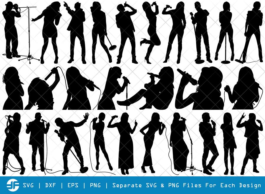 Singer SVG Cut Files | Singing People Silhouette Bundle - So Fontsy
