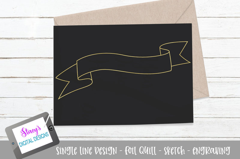 Single Line Banner Bundle - 6 Foil quill / Sketch File Banners - So Fontsy
