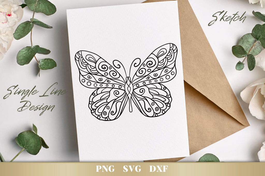 Single line butterfly SVG - So Fontsy